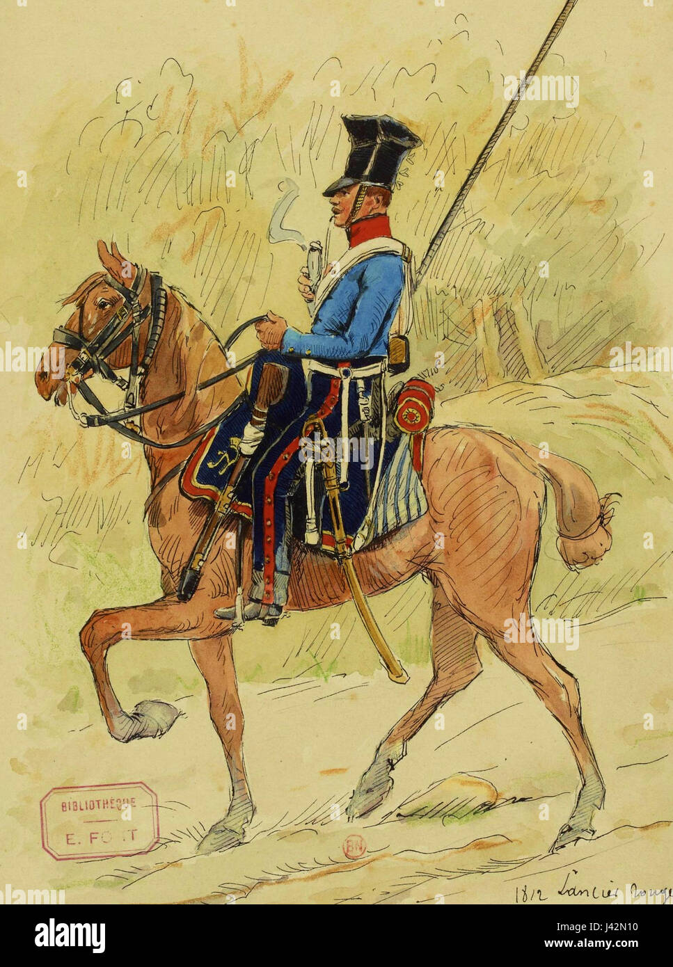 Lancier rouge en tenue de campagne, 1812 refers to a historical ...