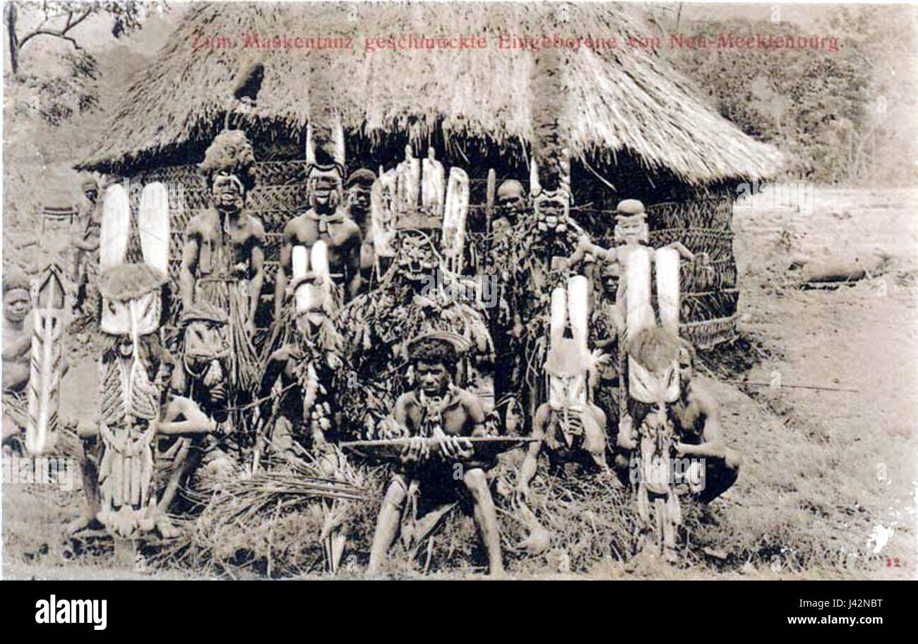 Masked dancers, New Ireland (Neu Mecklenburg Stock Photo - Alamy