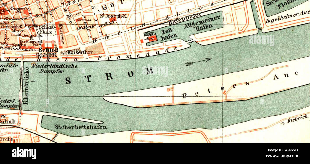 The Mainz Stadtplan of 1898 is a city map depicting the layout of Mainz ...