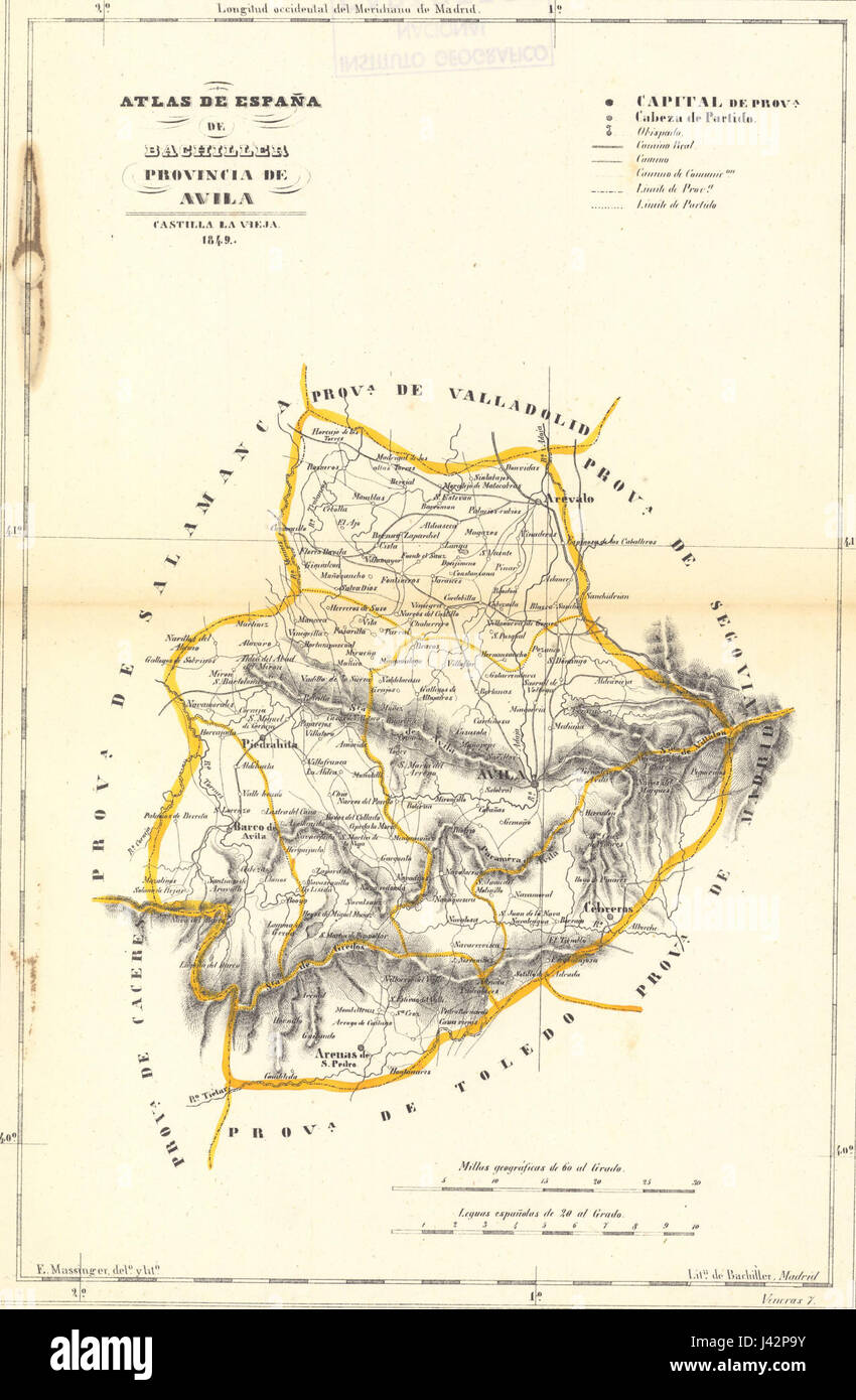 MAPA DE AVILA EN 1849 Stock Photo - Alamy