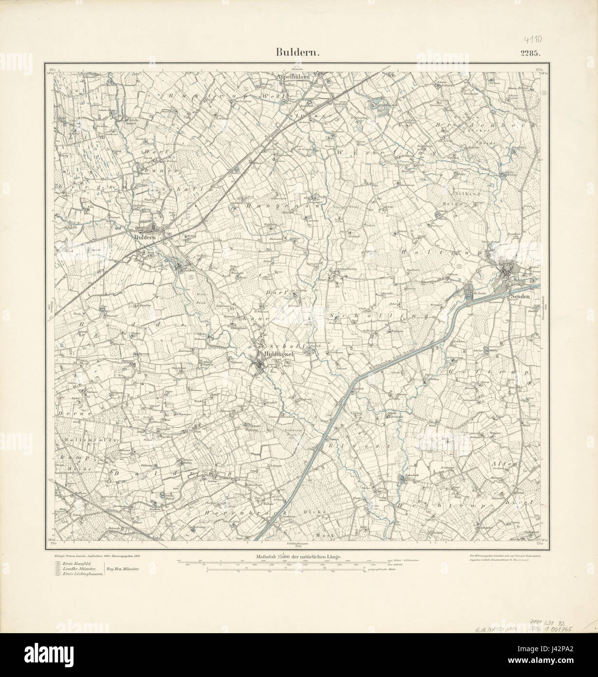 Messtischblatt 4110 is a topographic map produced in 1897, depicting ...