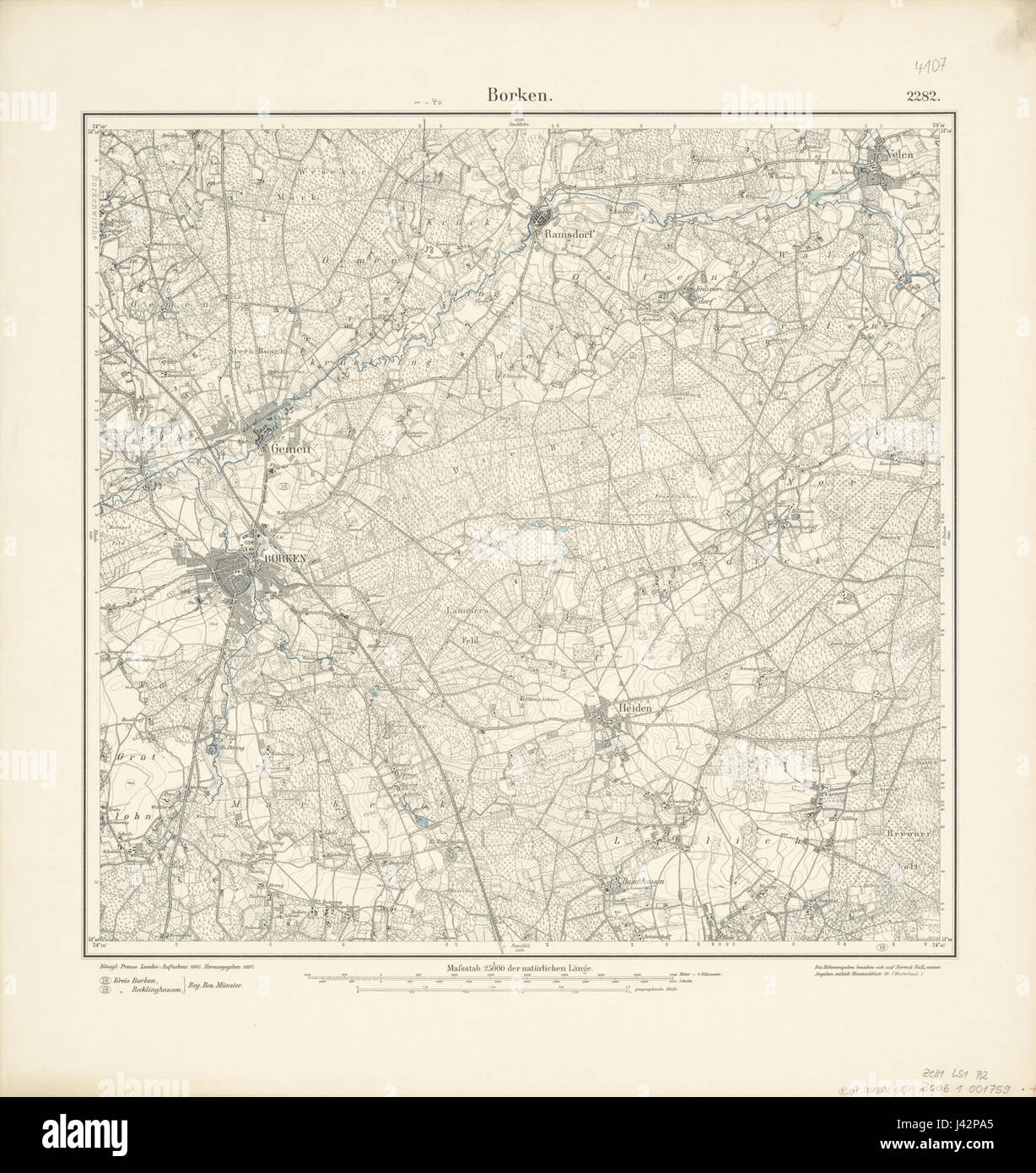 Messtischblatt 4107 Borken is a topographic map from 1897 depicting the ...