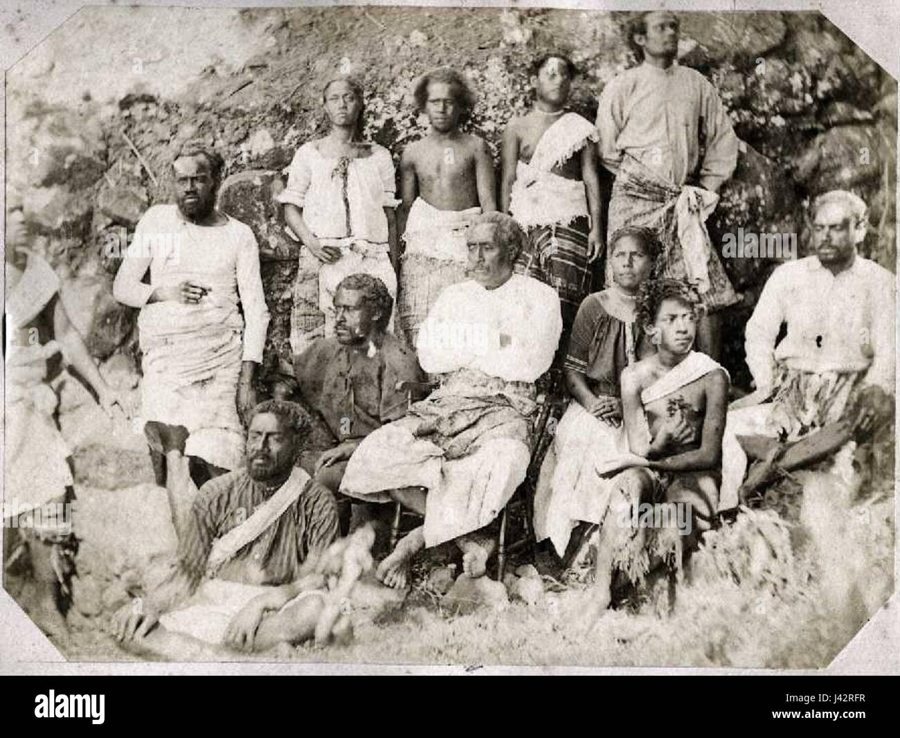 The image depicts Ma'afu, a prominent Fijian chief, along with his ...