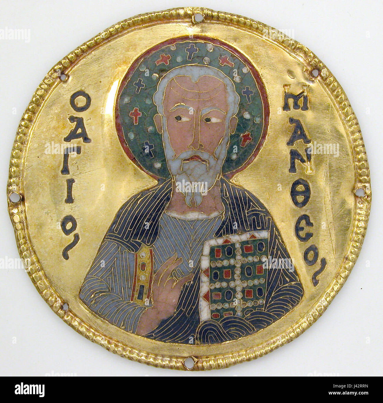 Medallion with Saint Matthew from an Icon Frame Stock Photo - Alamy