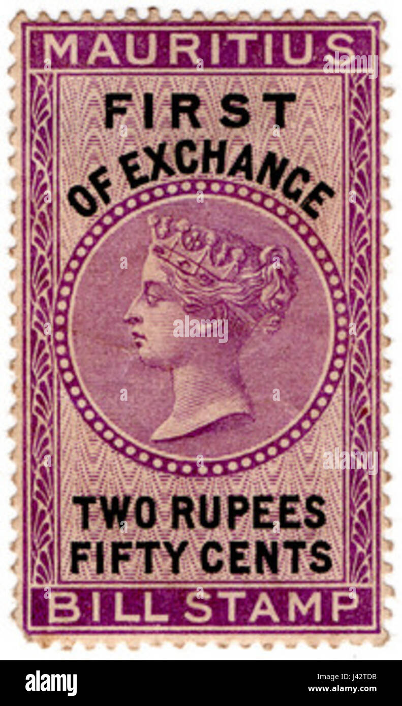 Mauritius 1890 revenue stamp Stock Photo - Alamy