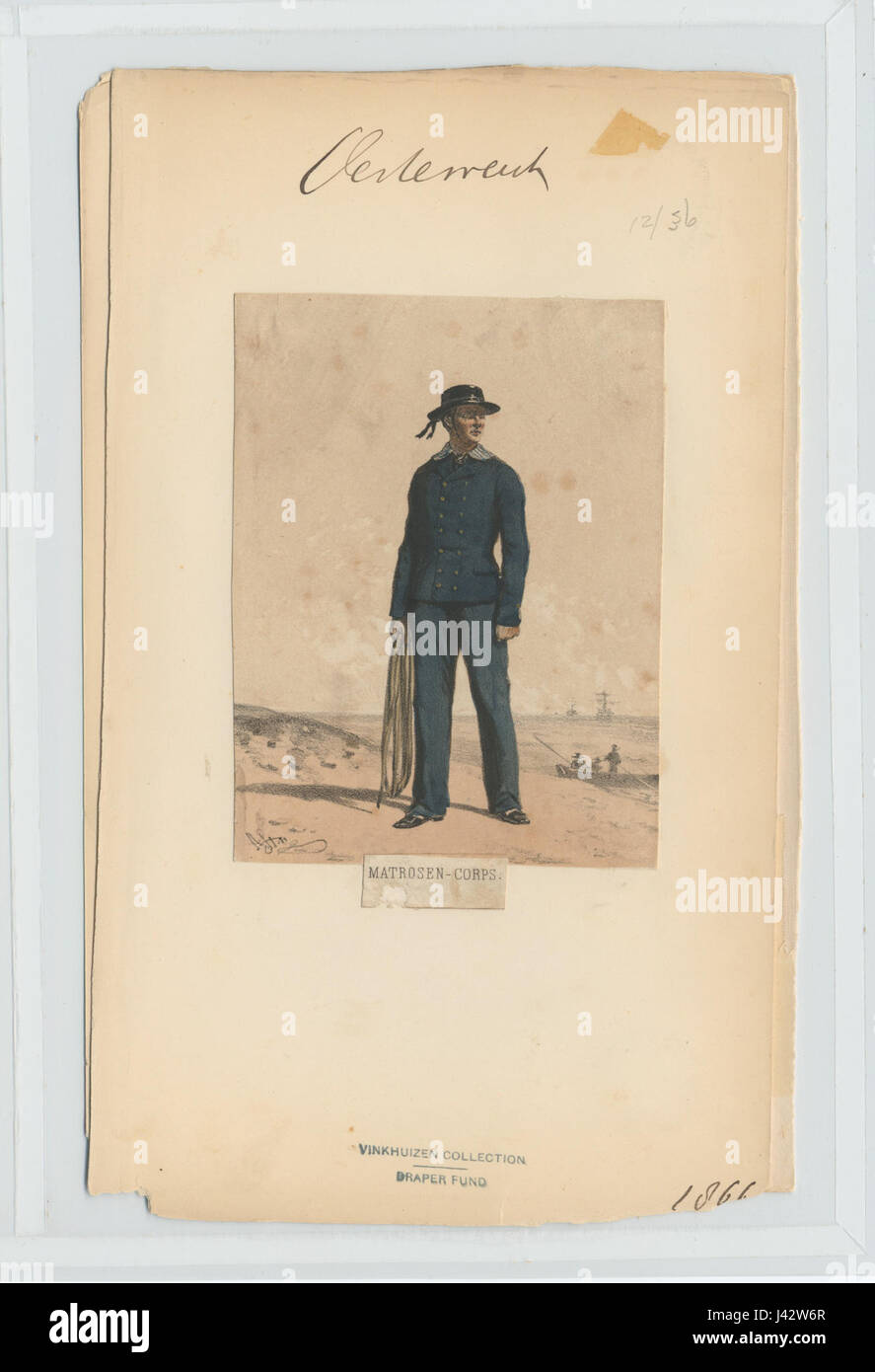 This photograph, dated 1866, shows the Matrosen Corps, a naval military ...