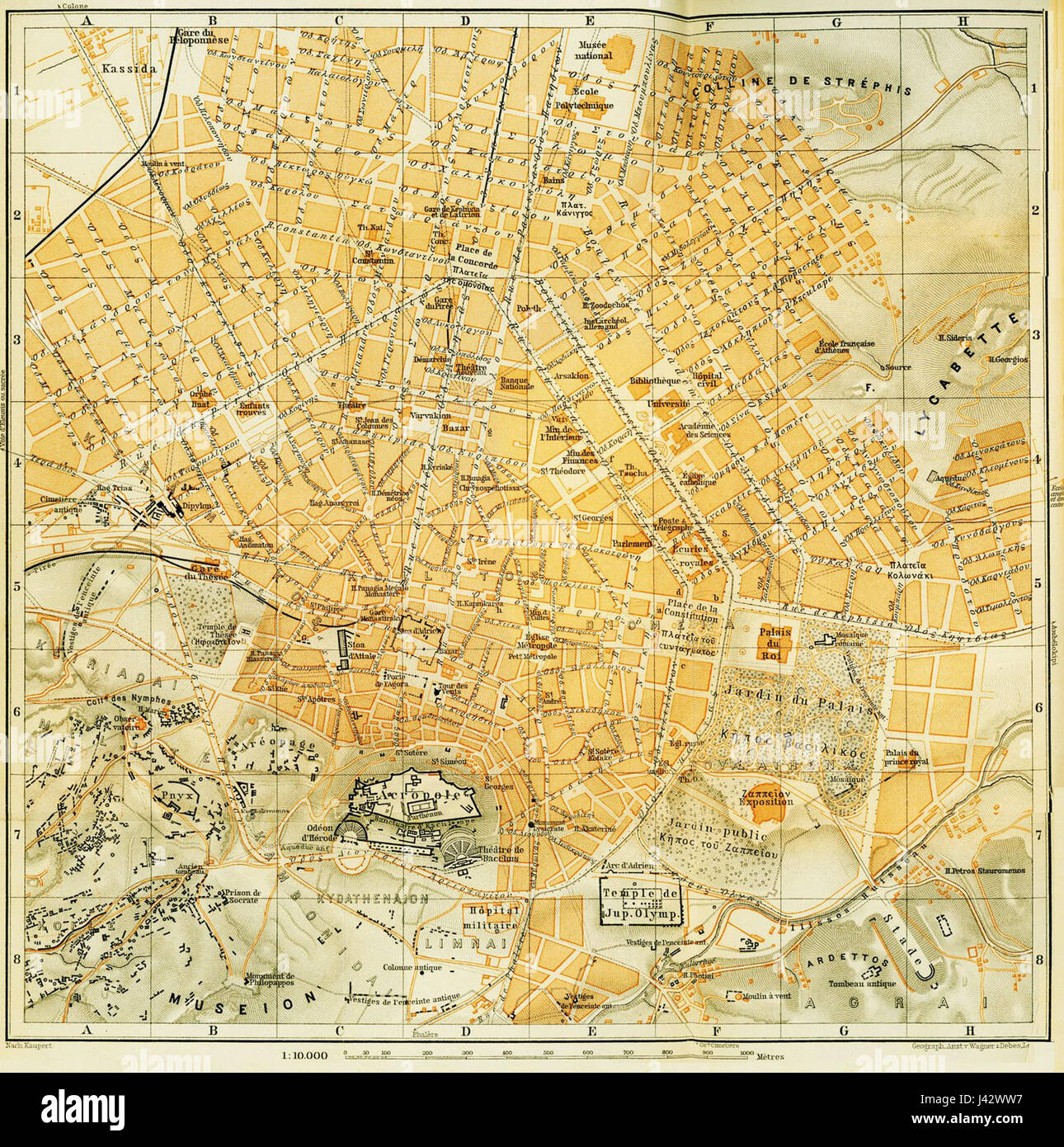A historical map of Athens from 1894, published by Baedeker Karl. This ...