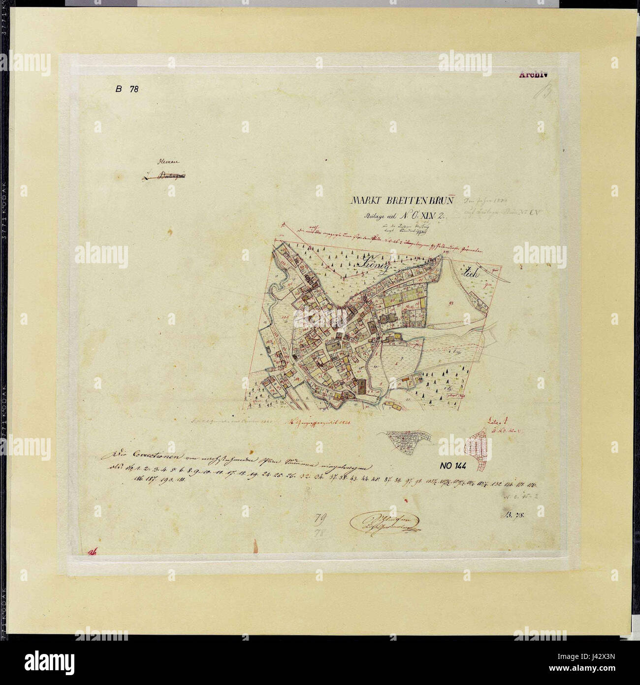 The 1822 map of Markt Breitenbrunn in Oberpfalz, Germany, showcases the ...