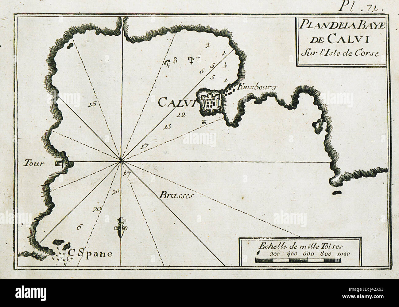 This map, created by Joseph Roux in 1804, depicts the bay and port of ...