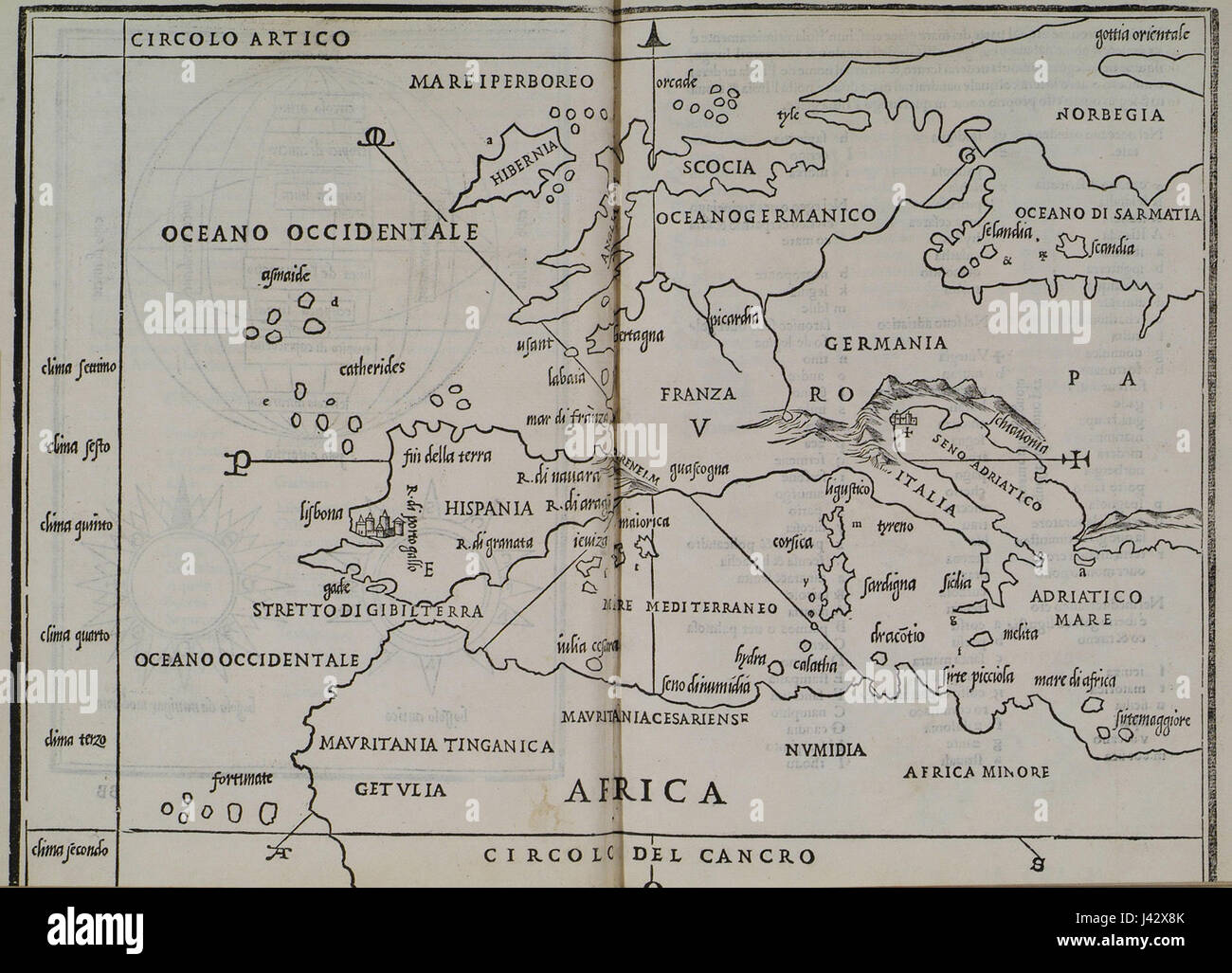 Map of Europe Bordone Benedetto 1547 Stock Photo - Alamy