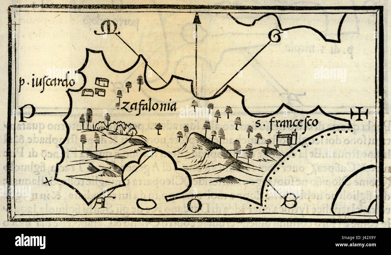 Map of Cephalonia Bordone Benedetto 1547 Stock Photo - Alamy