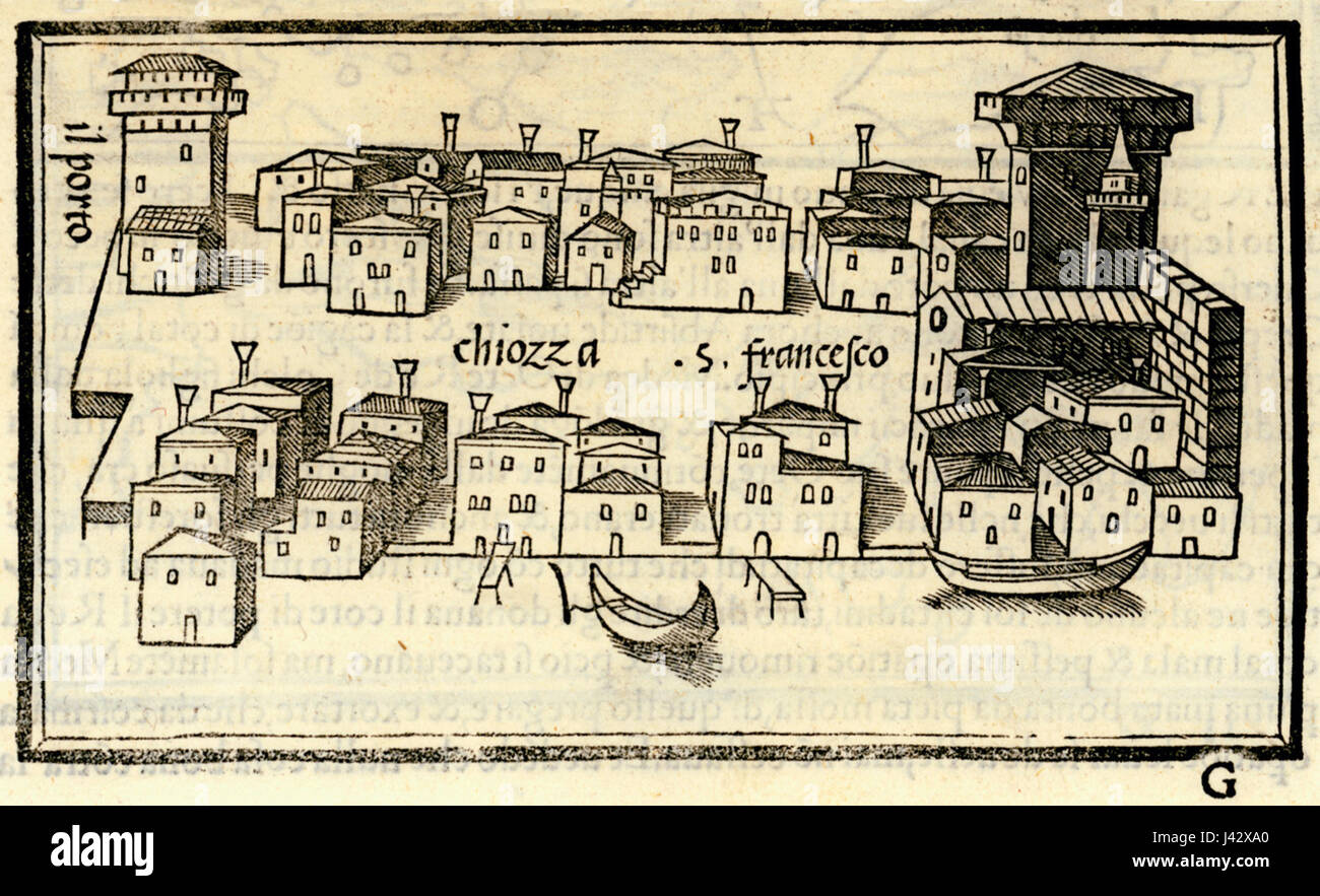The map of Chioggia by Benedetto Bordone, created in 1547, is an early ...