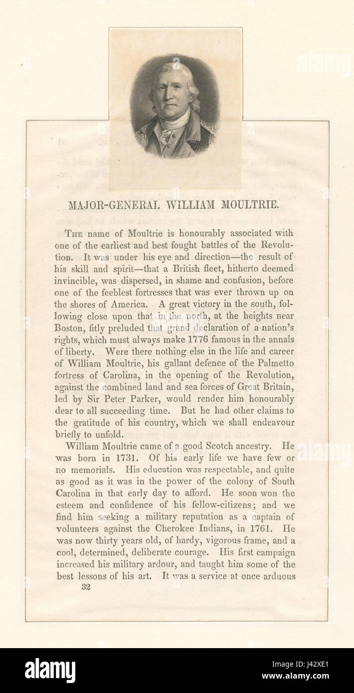 Major General William Moultrie was a notable figure in the American ...