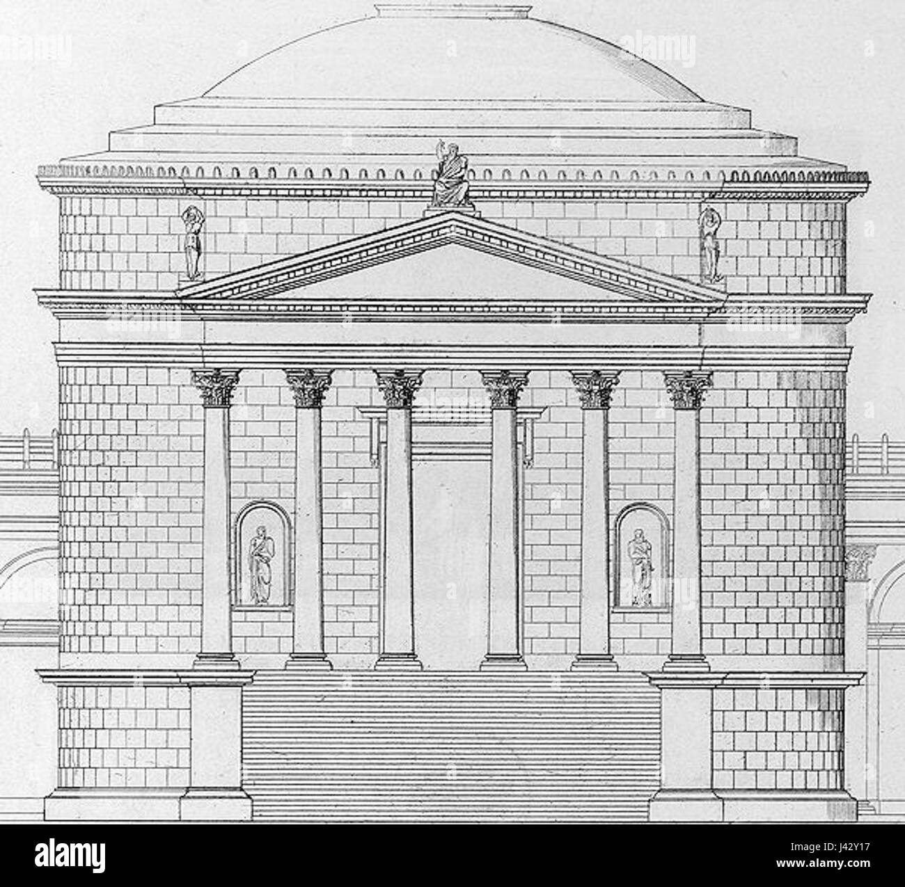 An elevation drawing of the Mausoleum of Romulus, an ancient Roman tomb ...