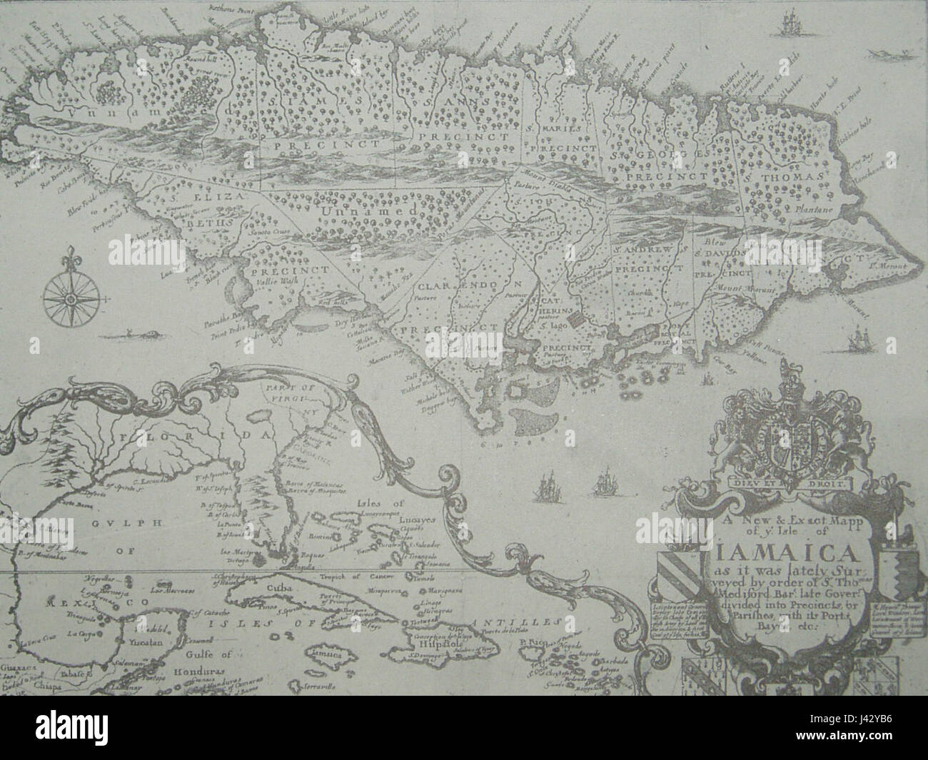 Map Jamaica 1671 Stock Photo - Alamy
