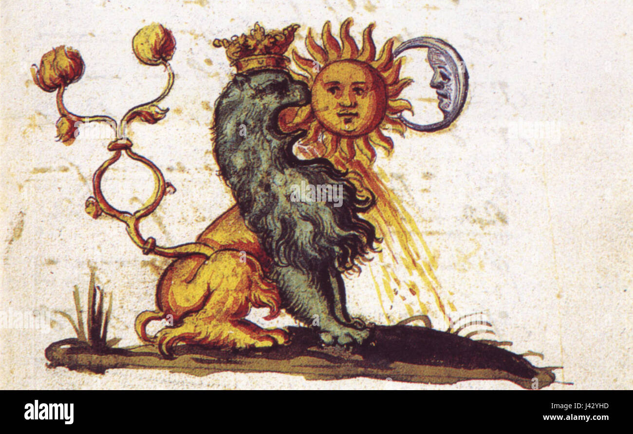 Lion Sun Moon Stock Photo - Alamy