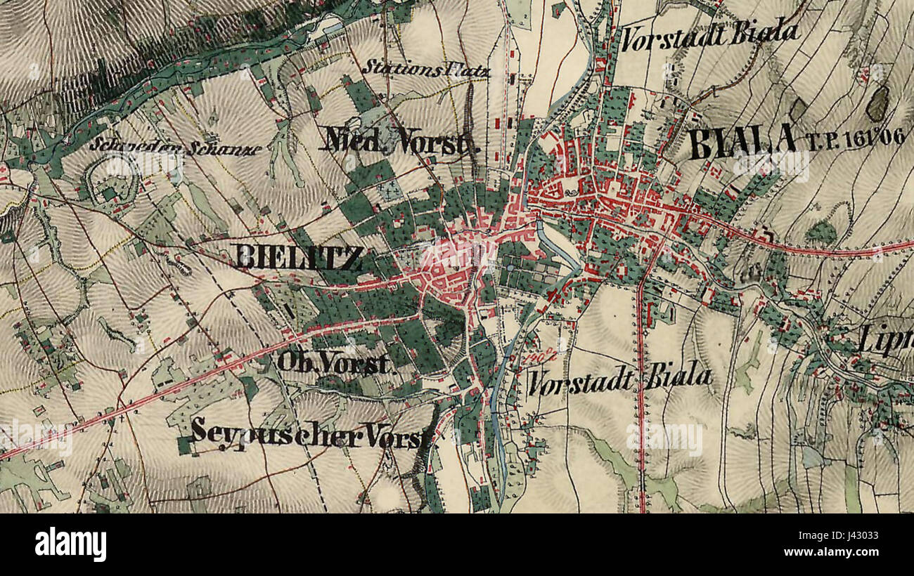 Map of Bielitz 1855 (2 Stock Photo - Alamy