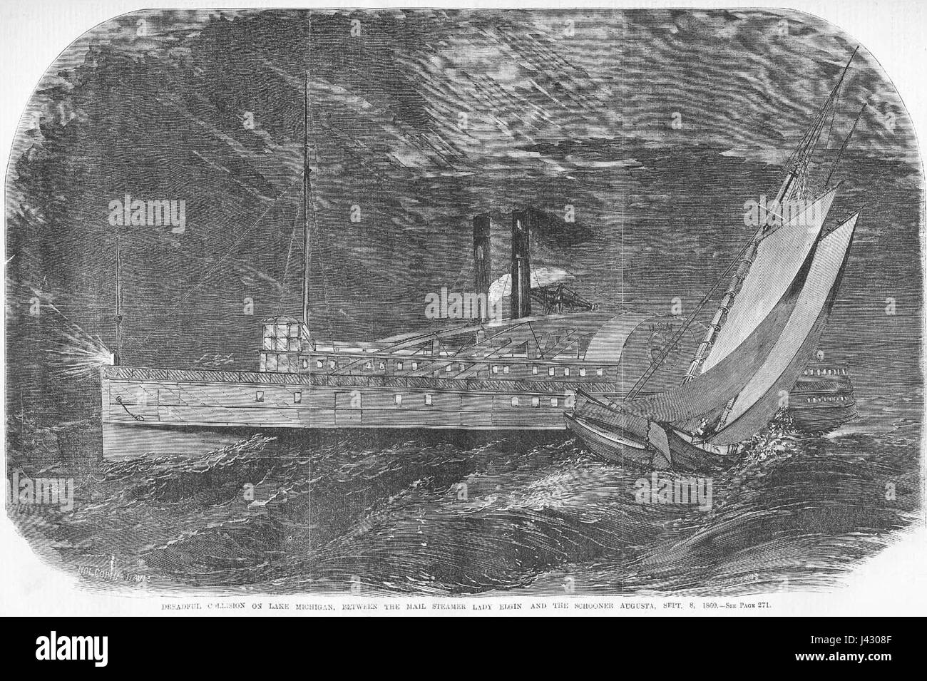 The Lady Elgin collision occurred in 1860, involving a shipwreck that ...