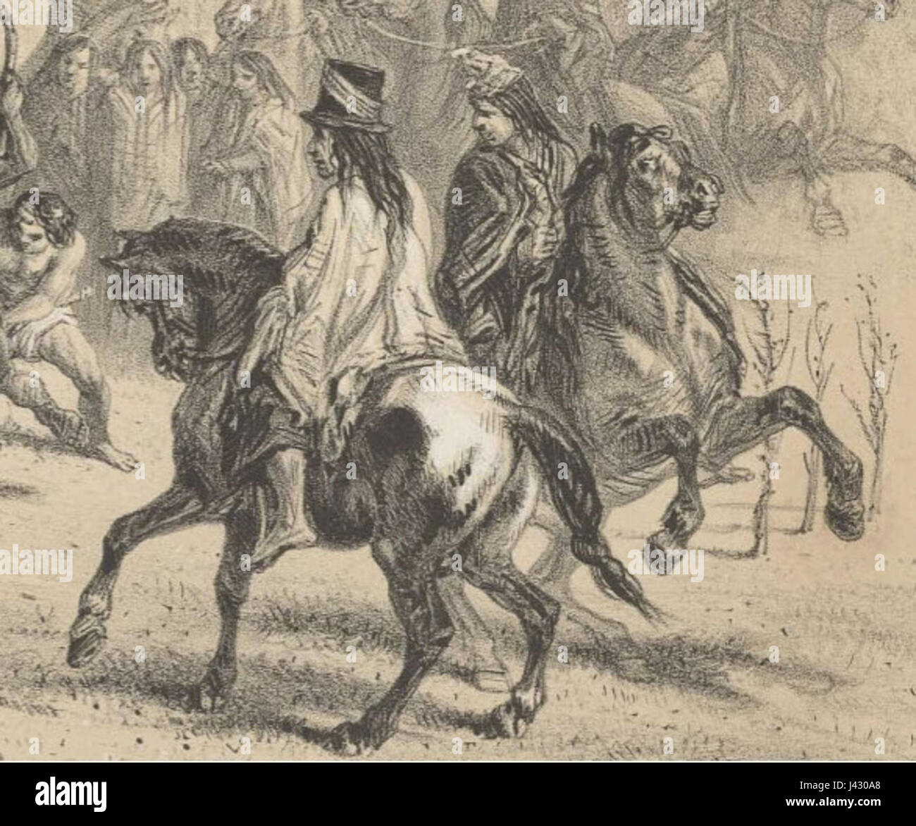 'Mapuches a caballo en juego de la Chueca' by Claudio Gay depicts ...