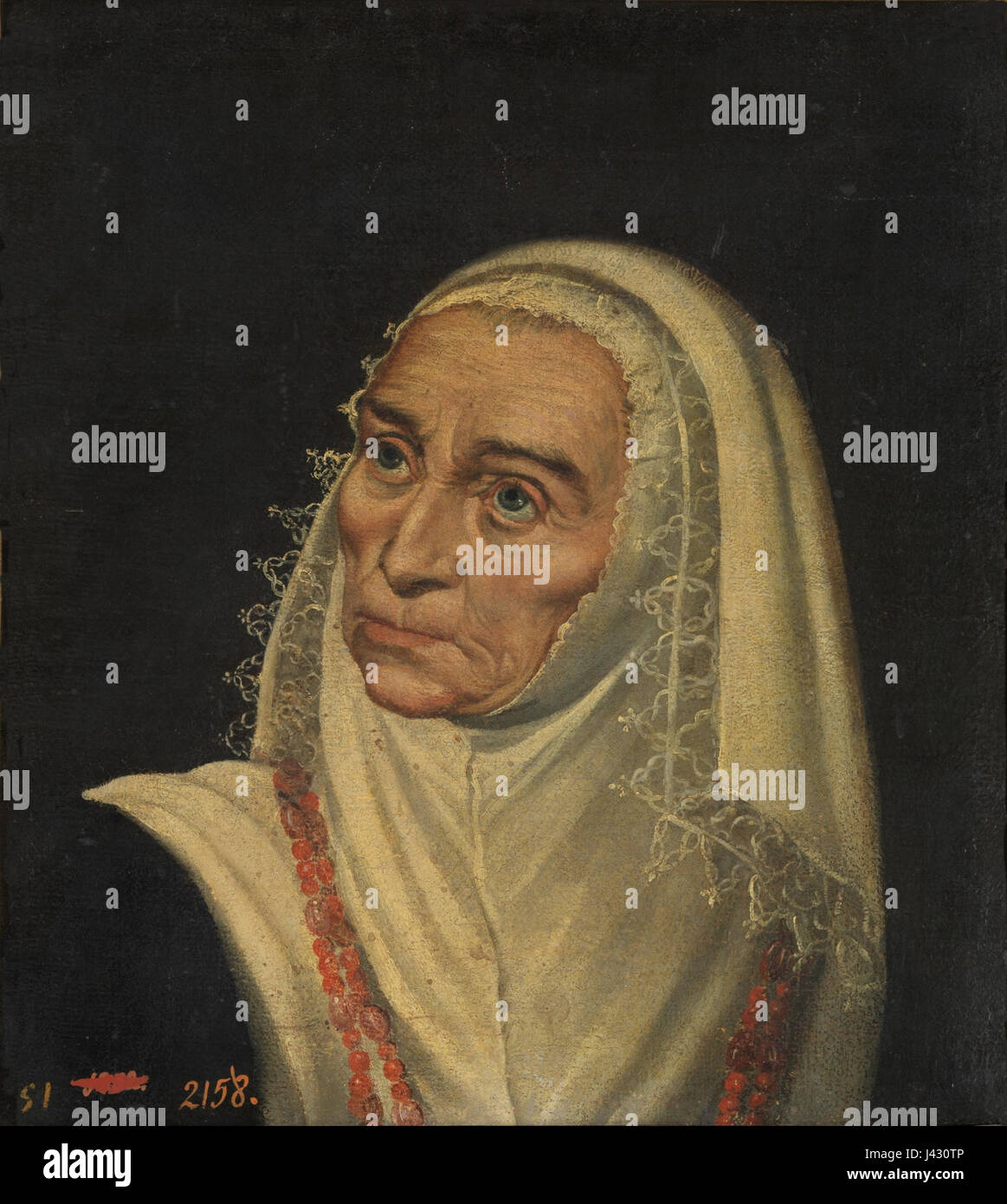Magdalena Ruiz by anonimous (17th c, Prado) colored version Stock Photo ...