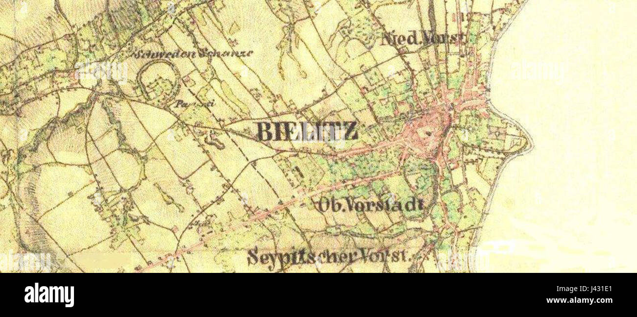 Map of Bielitz 1855 Stock Photo - Alamy