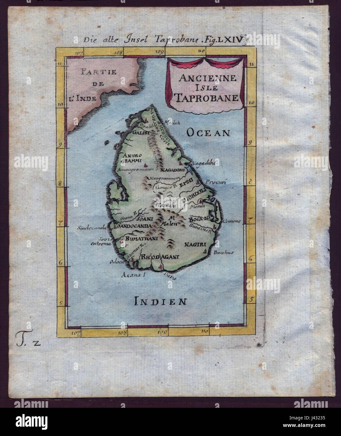 A historical map depicting ancient Ceylon (modern-day Sri Lanka) from ...