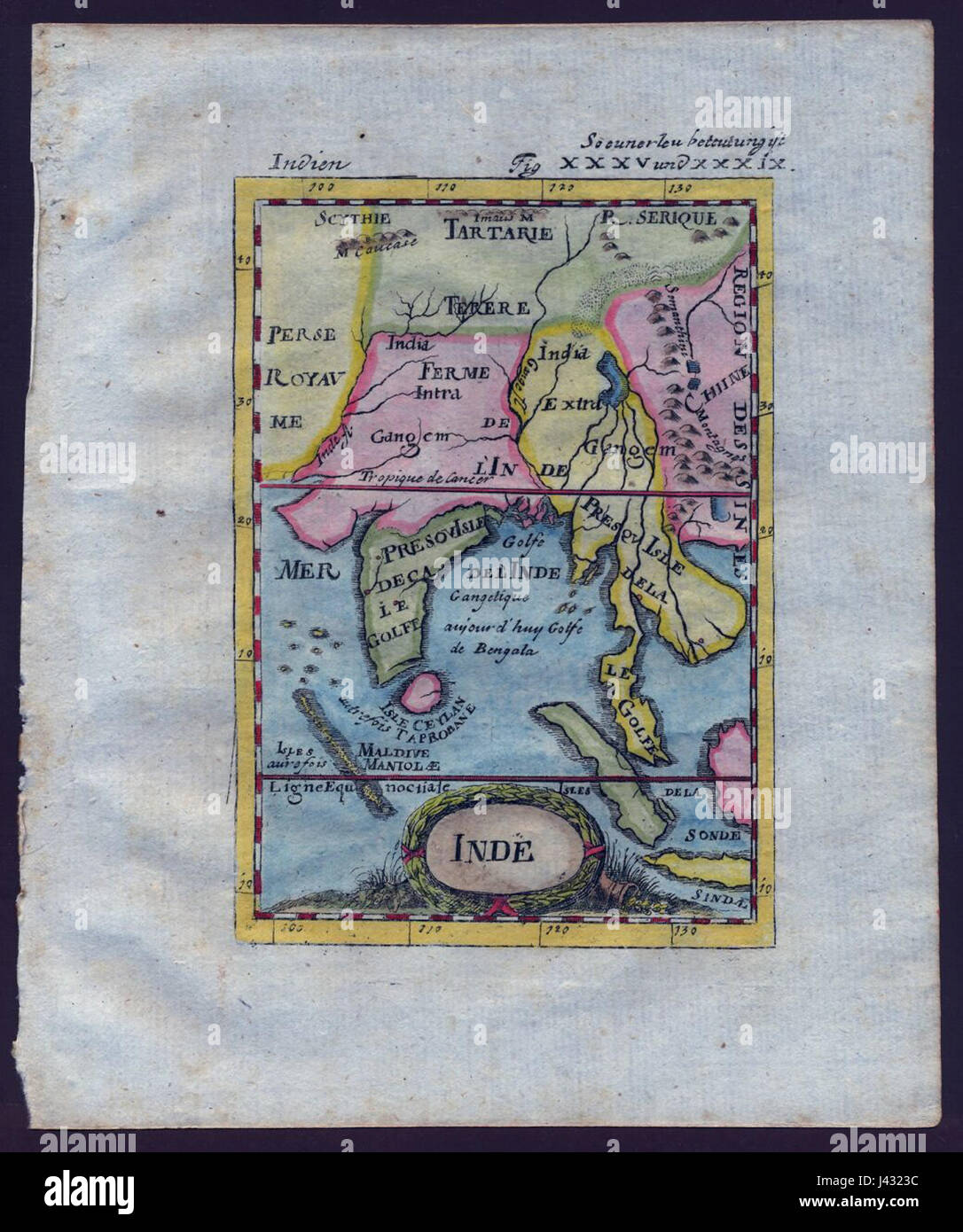 A detailed historical map depicting South and Southeast Asia as it ...