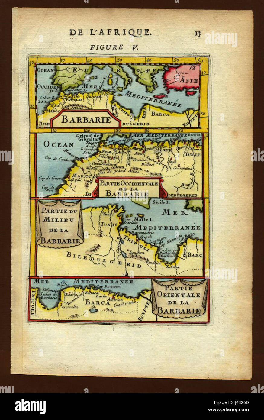 This map from 1683 depicts the northern coast of Barbary, an area in ...