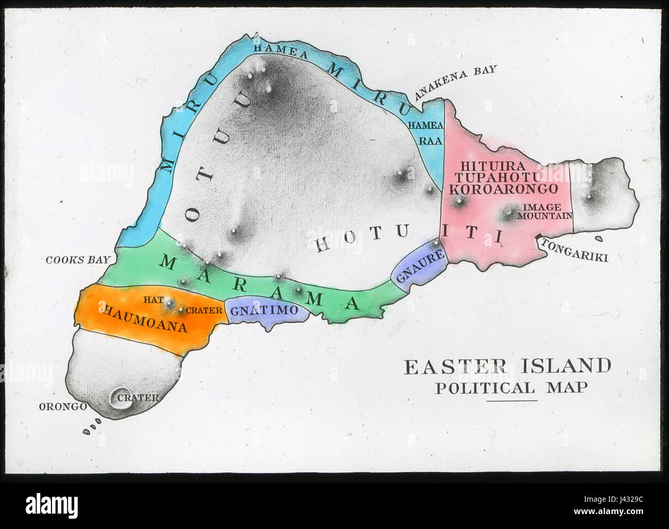 Map of Easter Island, showing and naming the various political ...