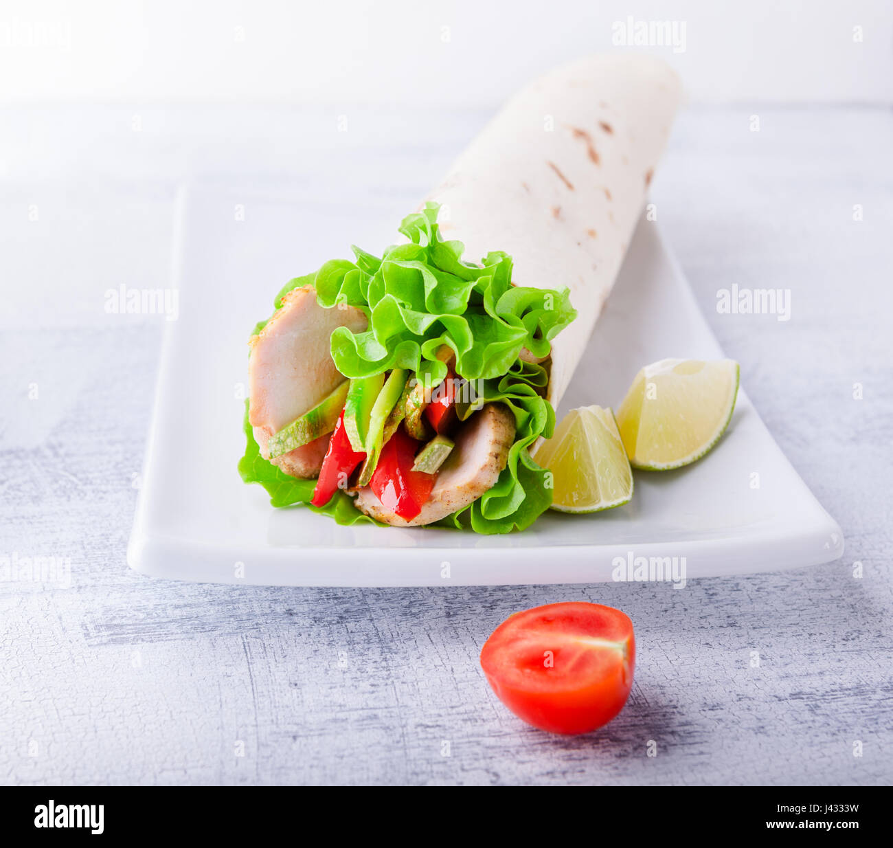 Chicken wrap sandwich Stock Photo - Alamy