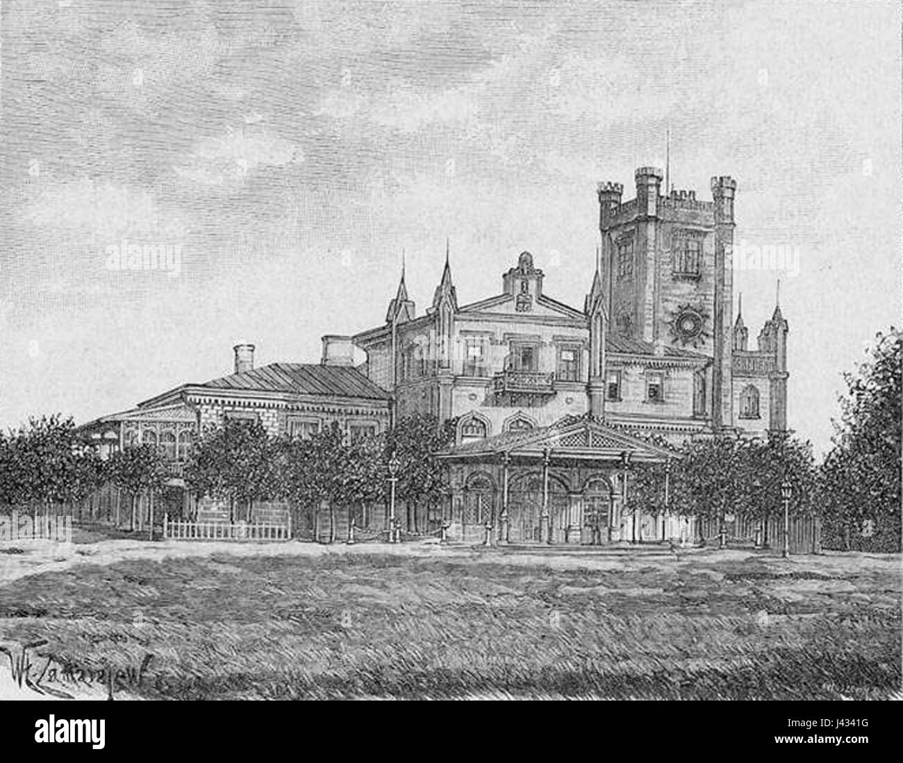 Lentvaris Palace in the 19th century Stock Photo - Alamy
