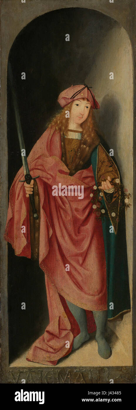 A painting from a triptych, featuring Saint Valerian, housed in the ...