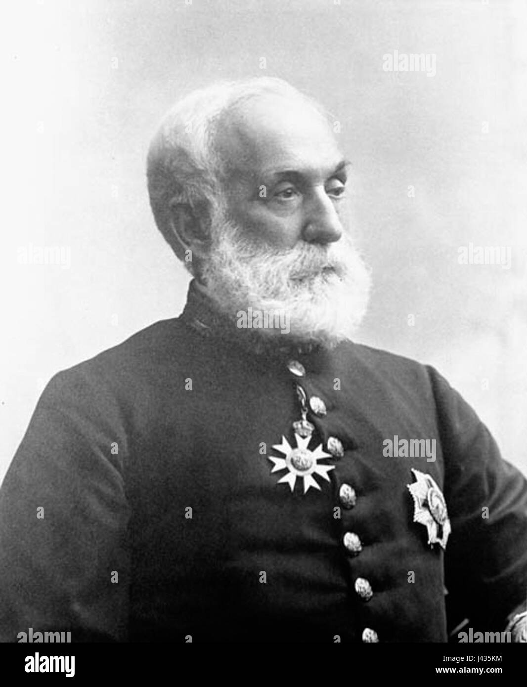 Mackenzie Bowell, the fifth Prime Minister of Canada, is shown with ...