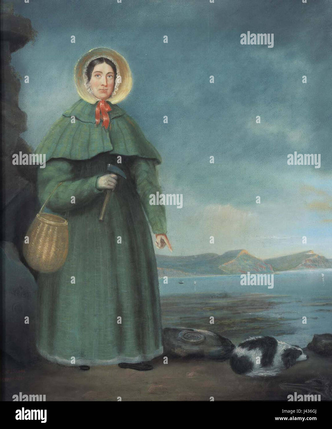 Mary Anning, a pioneering English fossil collector, is depicted in this ...