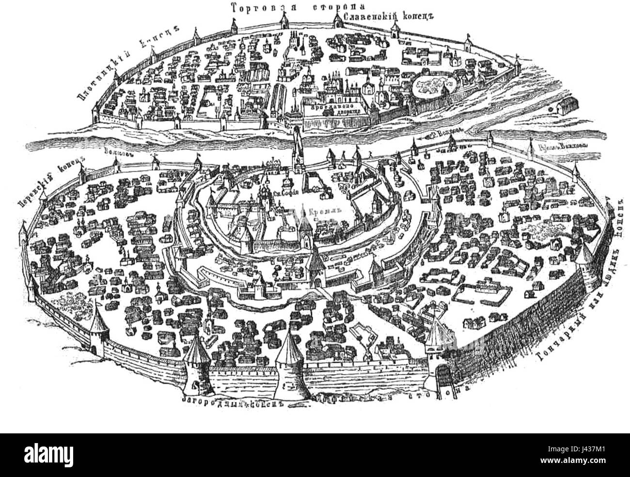 Map of Velikiy Novgorod (reconstruction Stock Photo - Alamy