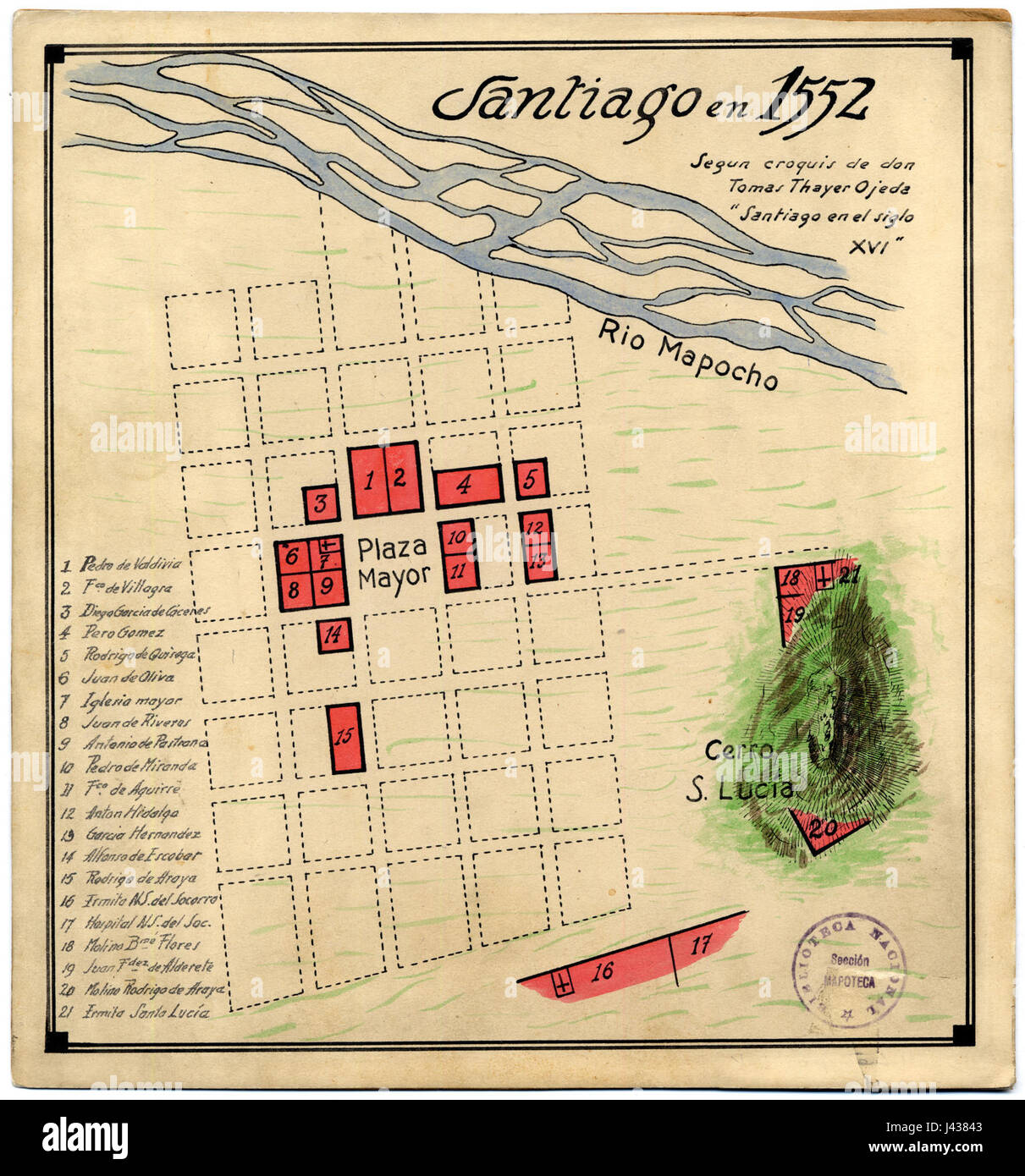 Mapa Santiago en 1552 Stock Photo - Alamy
