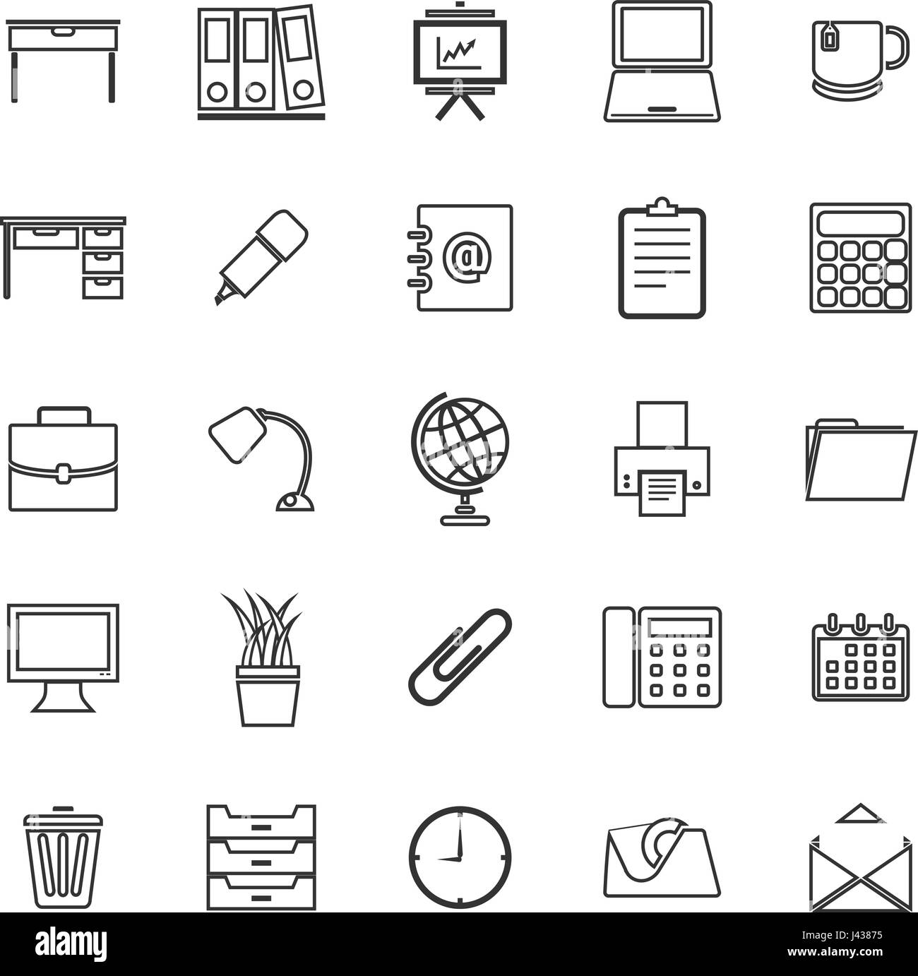 Workspace line icons on white background, stock vector Stock Vector ...