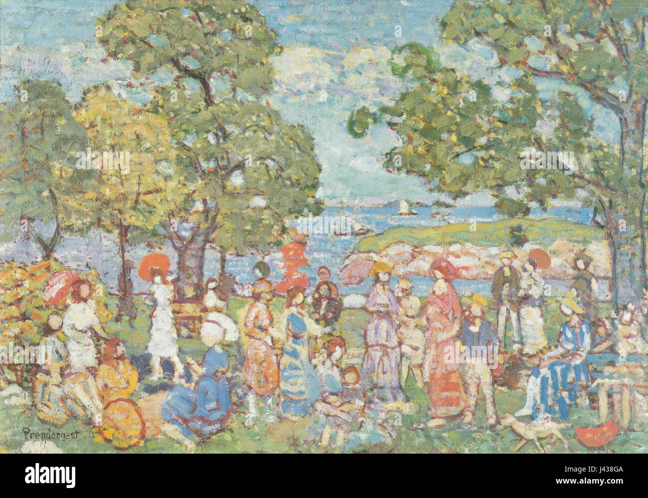 'The Promenade' by Maurice Prendergast, created around 1912-1913, is an ...
