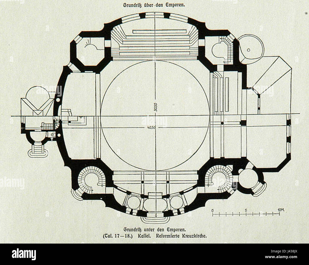 The plan of the Kreuzkirche (Church of the Holy Cross) in Kassel ...