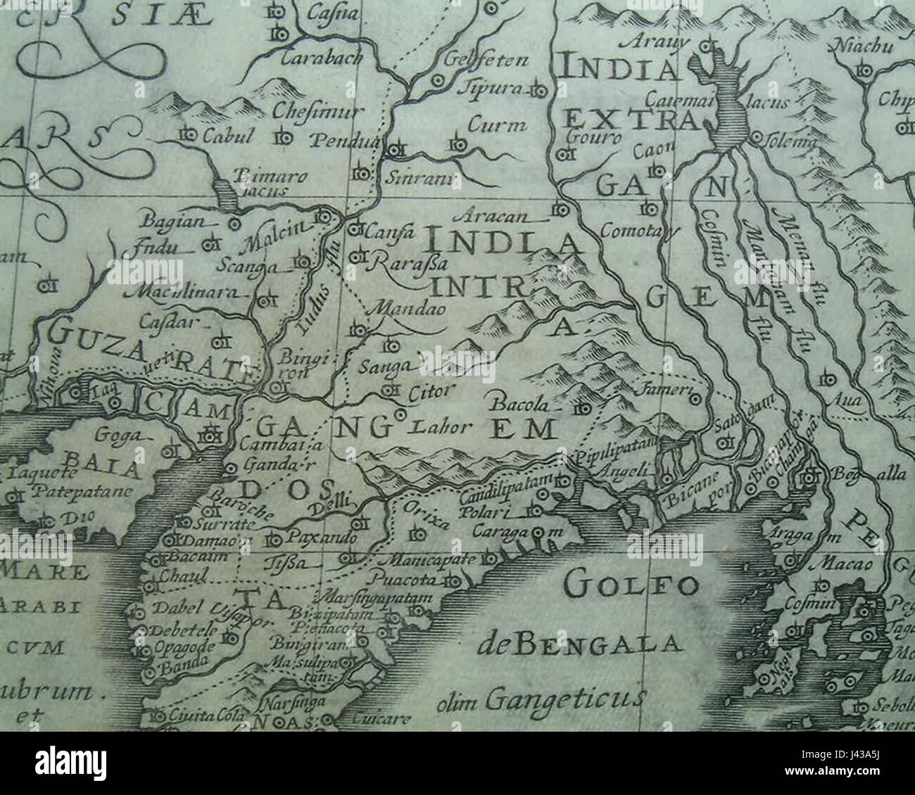 Map of Gulf of Cambay by Gerard Mercator Stock Photo - Alamy