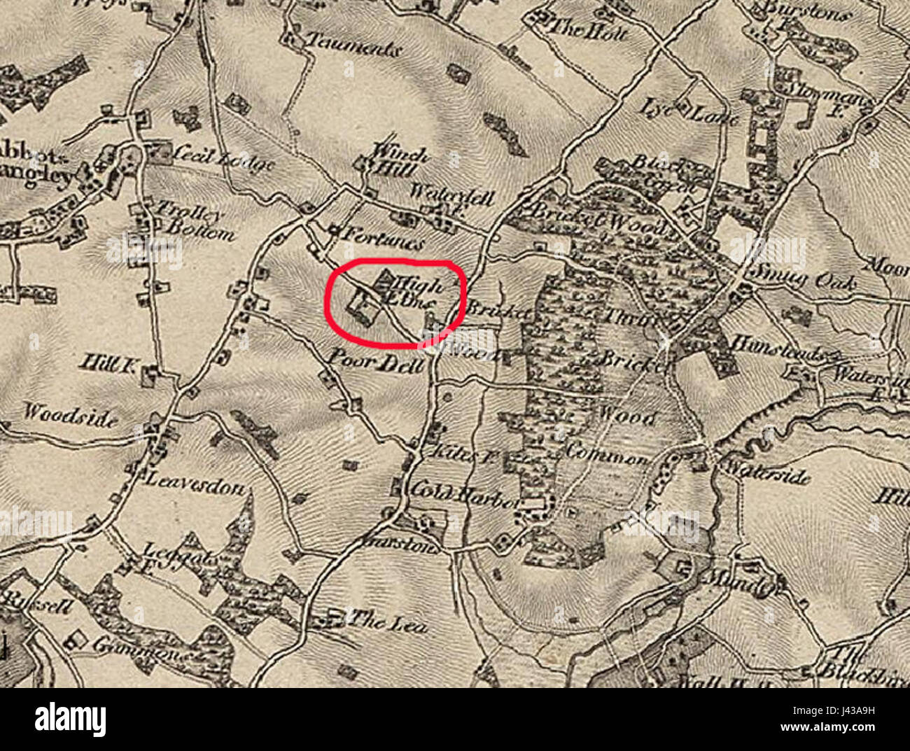 This 1856 map shows Garston, a town in Merseyside, England. The map ...