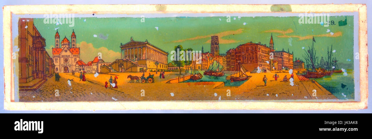 This magic lantern image offers a historical view of a city, likely in ...