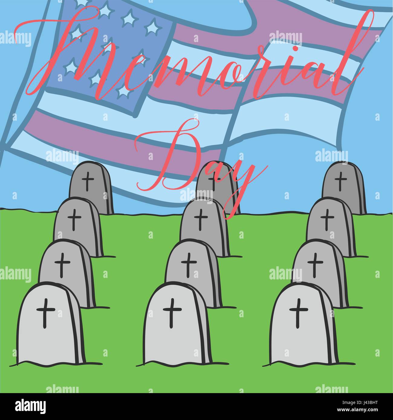 Memorial day colorful hand draw Stock Vector Image & Art - Alamy