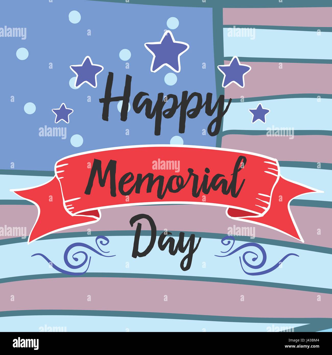 Happy memorial day hand draw style collection Stock Vector Image & Art ...