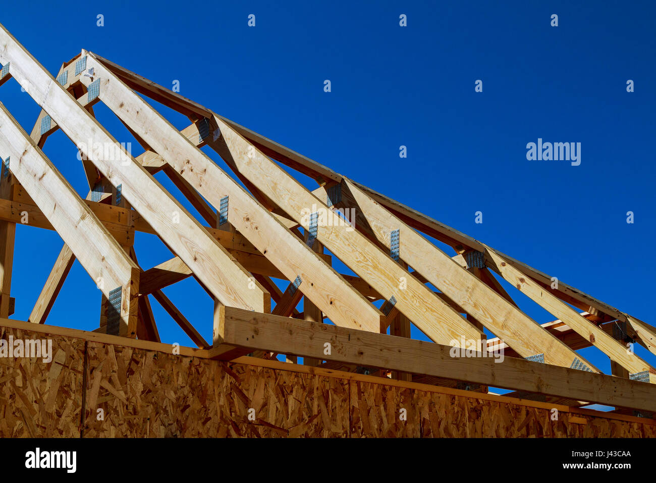 The new building house construction interior with exposed framing Stock ...