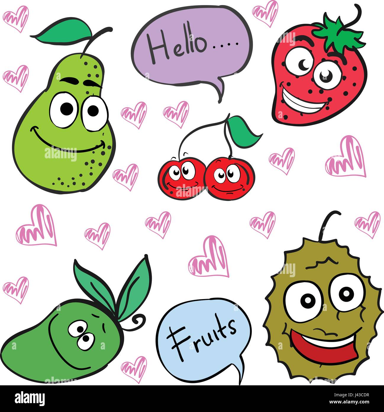 Doodle of cute fruit character Stock Vector Image & Art - Alamy