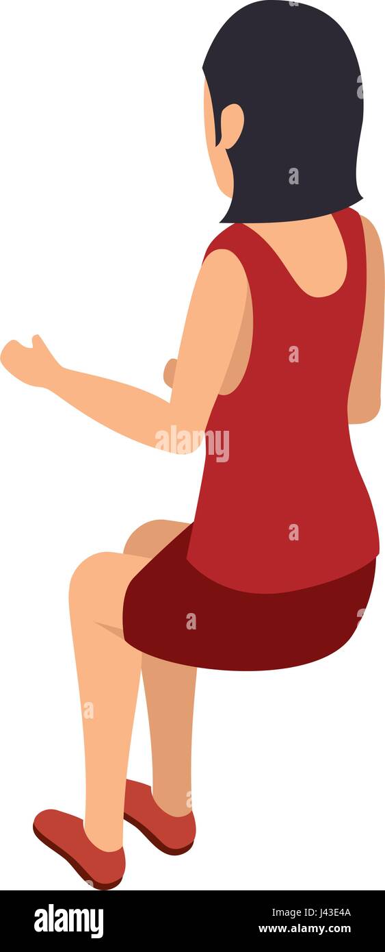 businesswoman isometric avatar character in a sitting position Stock ...
