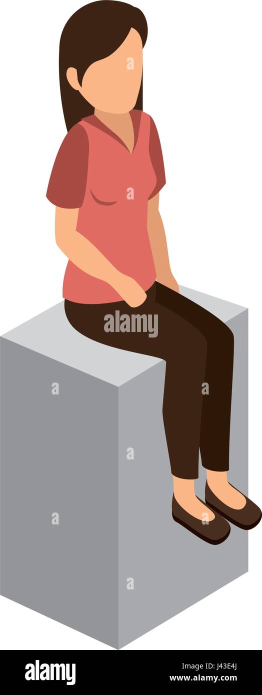 businesswoman isometric avatar character sitting Stock Vector Image ...