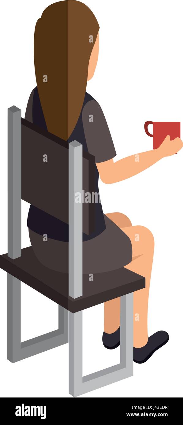 businesswoman drinking coffee isometric avatar character sitting Stock ...
