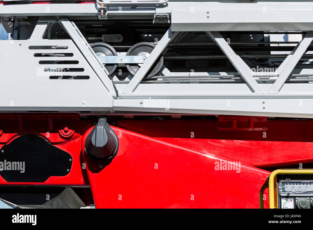 ladder of fire engine. details of rescue firefighting truck Stock Photo ...
